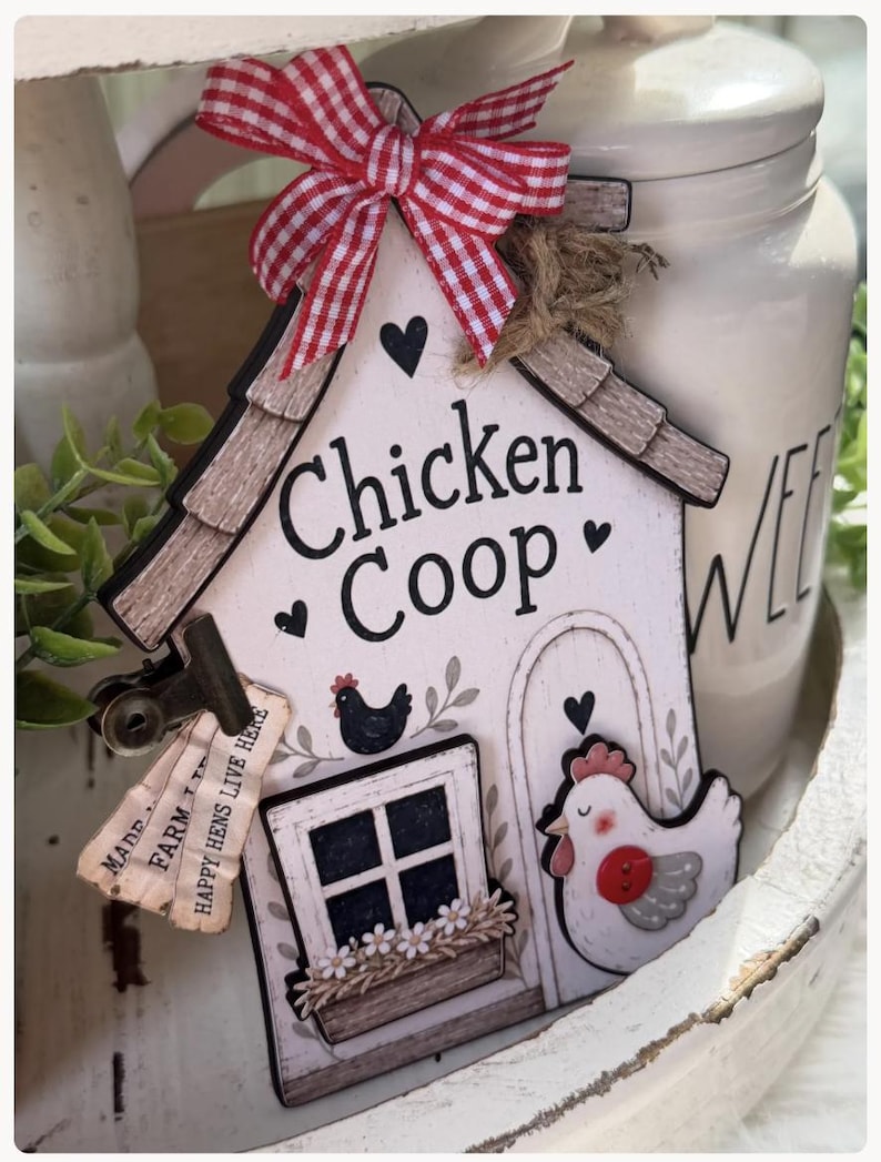 Layered Wood Chicken Lady Sign, Farm Fresh Eggs Tier Tray Decor - Etsy