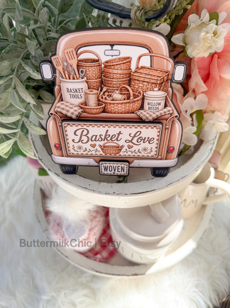 Basket Love Cloche Sign, Layered Wood Basket Sign, Farmhouse Basket ...