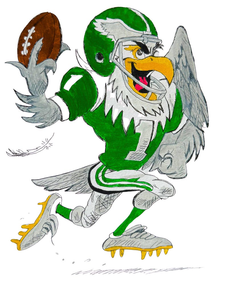 Philadelphia Eagles Cartoon Eagle Print – Funny Football Bird Artwork ...