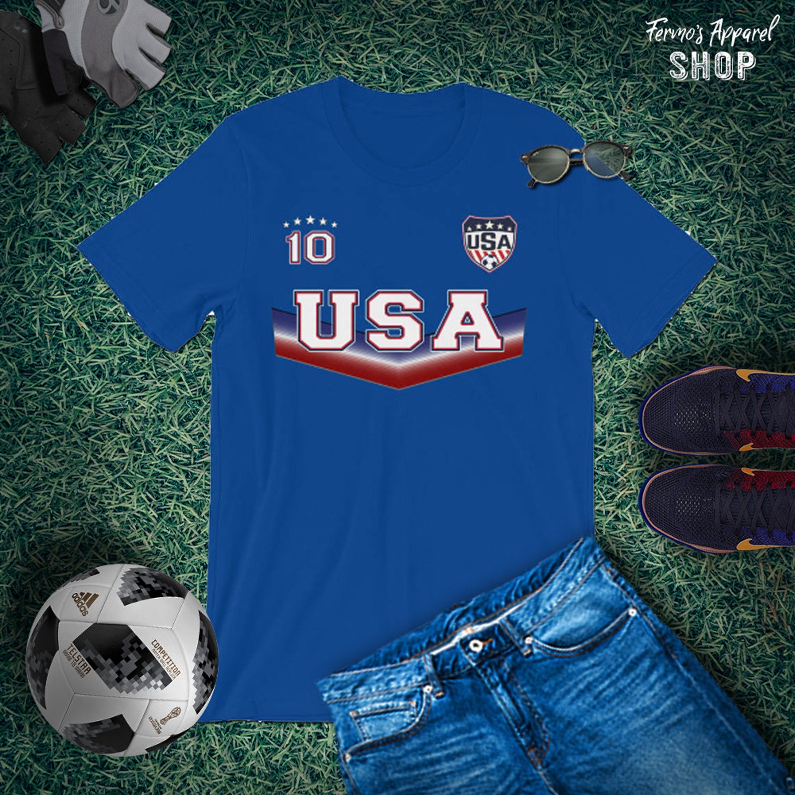 USA T-shirt With Team Number 10 Unisex Short Sleeve T-shirt - Etsy
