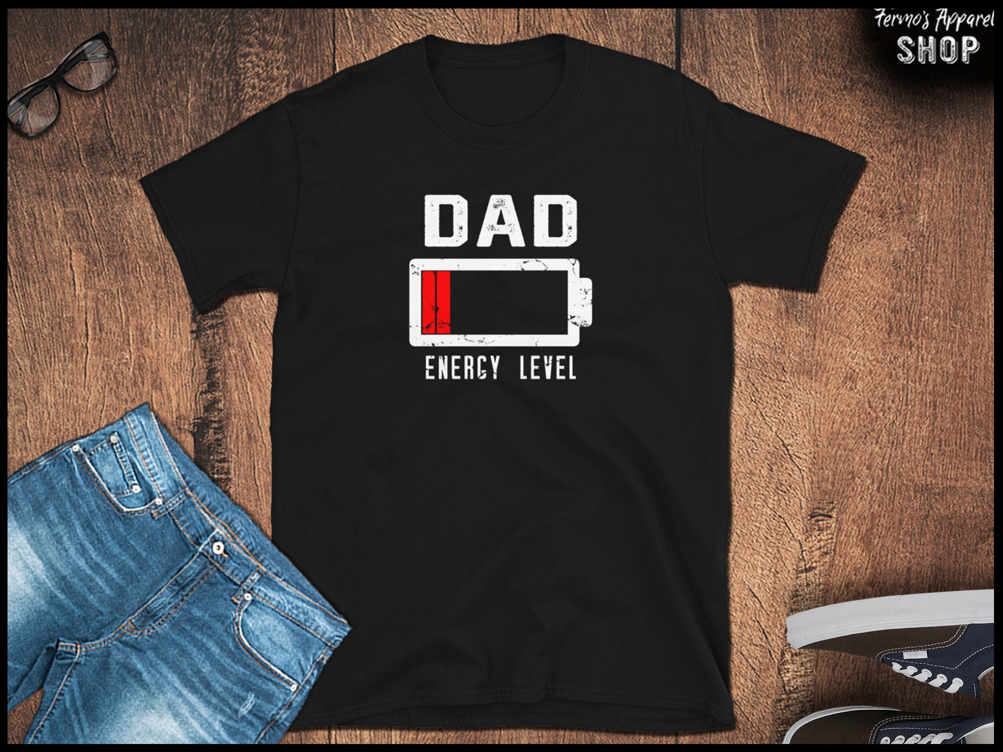 Funny Dad Energy Low Battery Men's T-shirt Father's - Etsy