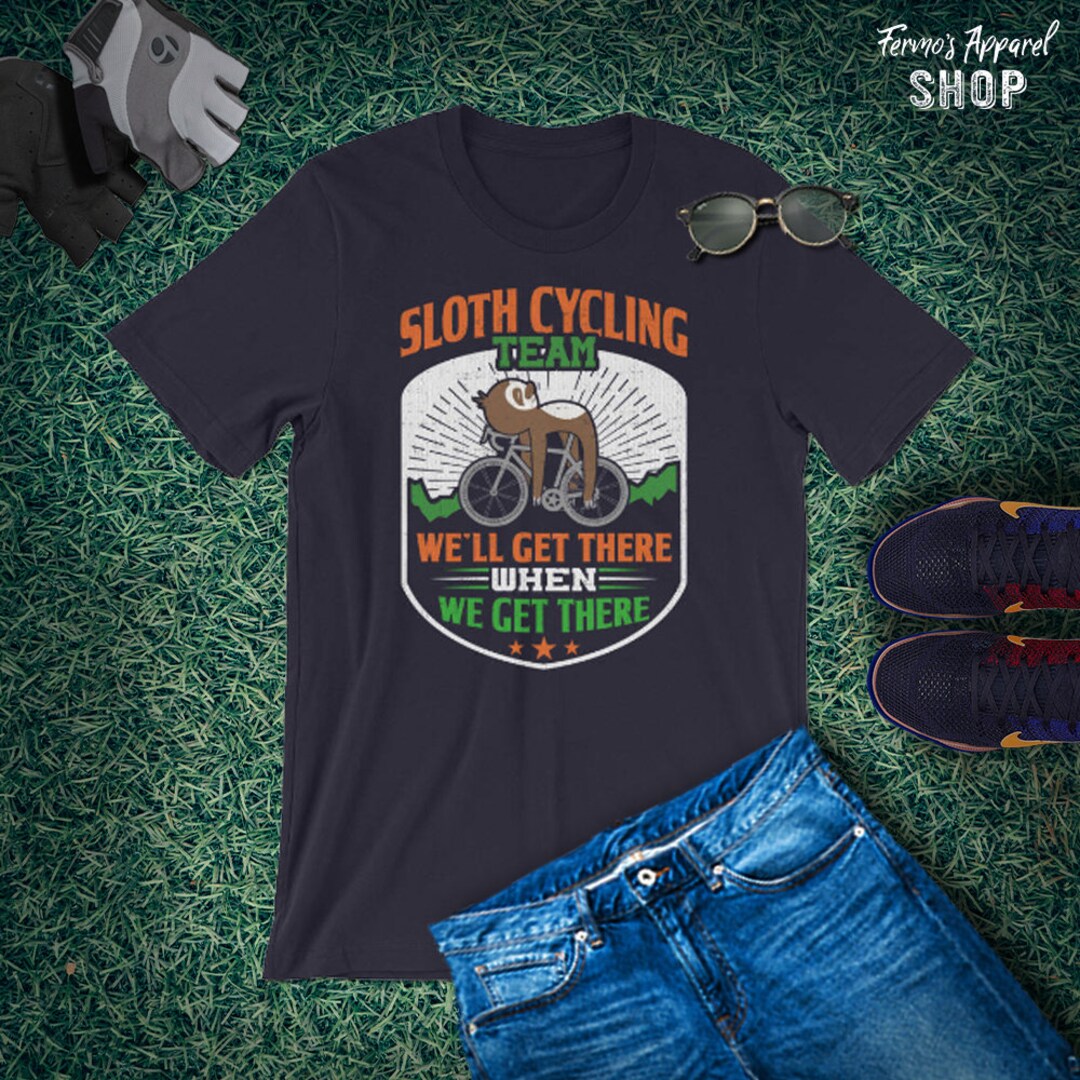 Funny Cyclist Gift - Sloth Cycling Team Tee Shirt Lazy Sloth Sleeping ...