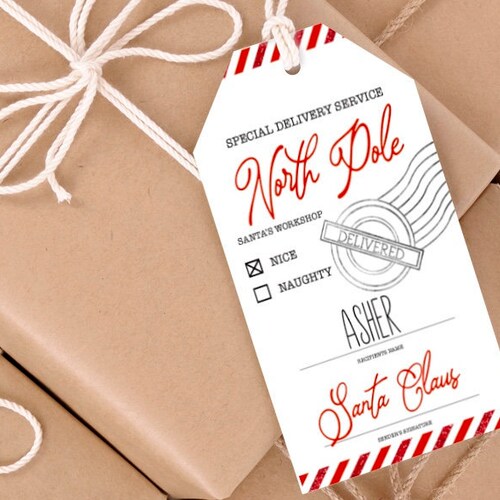 Printable North Pole Special Delivery Gift Tag Santa's - Etsy