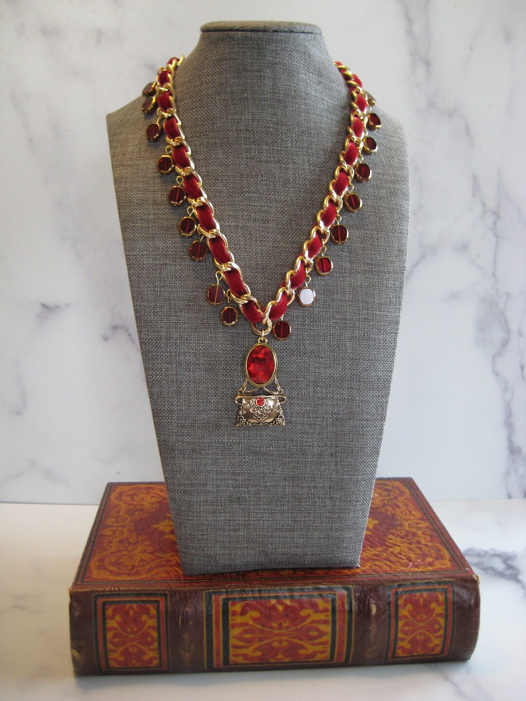 Mini Purse Necklace - Regency Necklace - Bridgerton Necklace - Cardinal ...