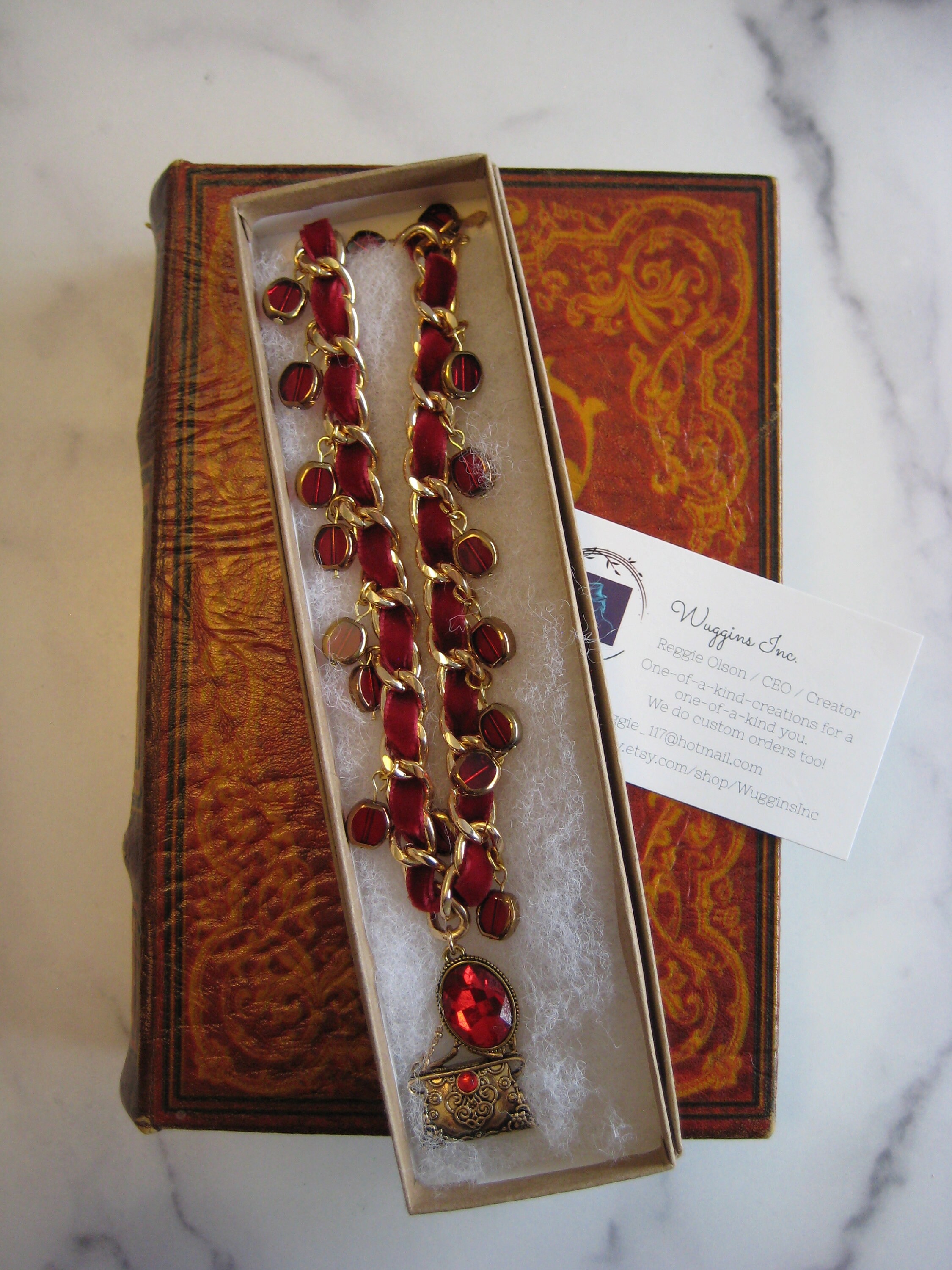 Mini Purse Necklace Regency Necklace Bridgerton Necklace Cardinal Red ...