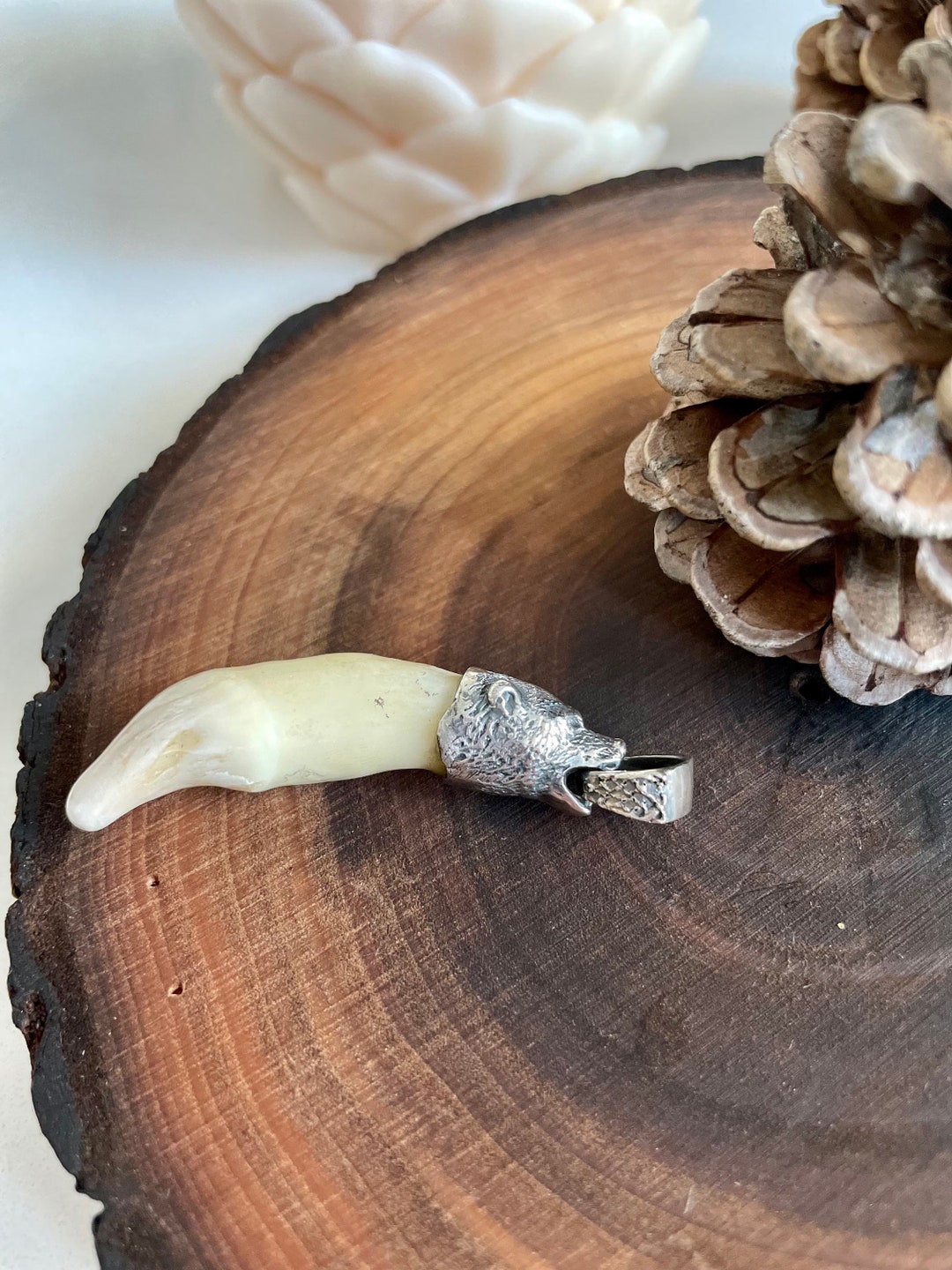 Real Wolverine Fang Amulet Pendant wolverine Face With 925 Sterling ...