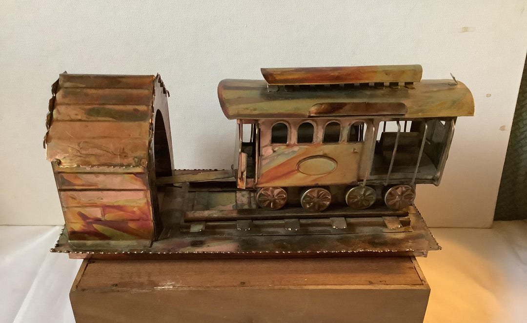 Vintage Berkeley Designs Copper Music Box Train on Track, Plays Left My ...
