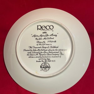 Vintage Reco Knowles 1989 "rain, Rain, Go Away" Collector Plate W/ COA ...