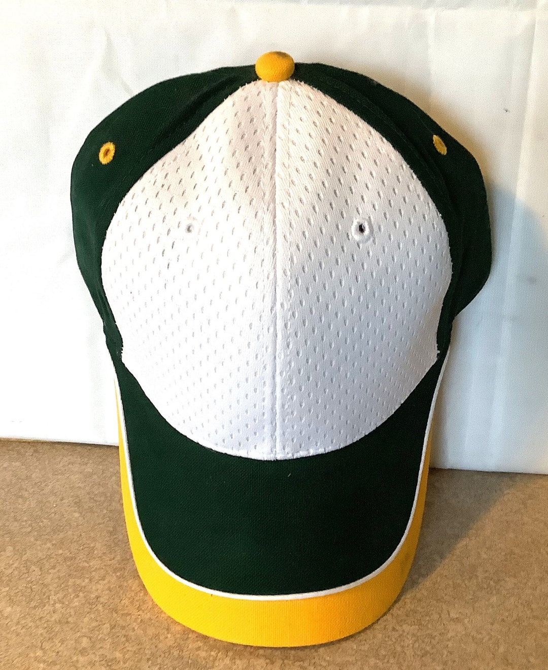Otto Baseball Cap: Green, Yellow & White Double Brim - Etsy
