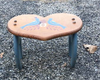 Wood Heart Stool - Etsy
