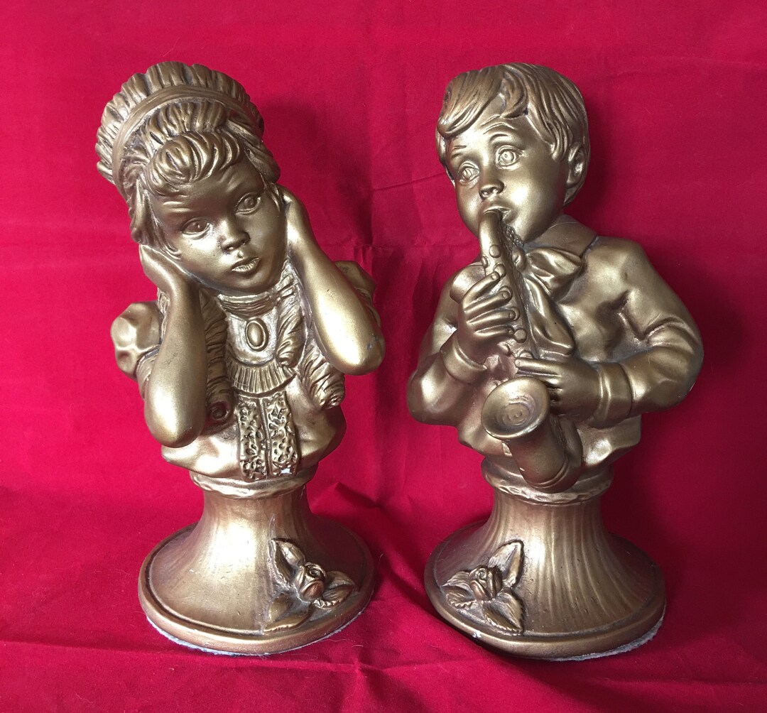 Universal Statuary 1971 U. Kendrick Statues-boy Playing Sax/girl ...