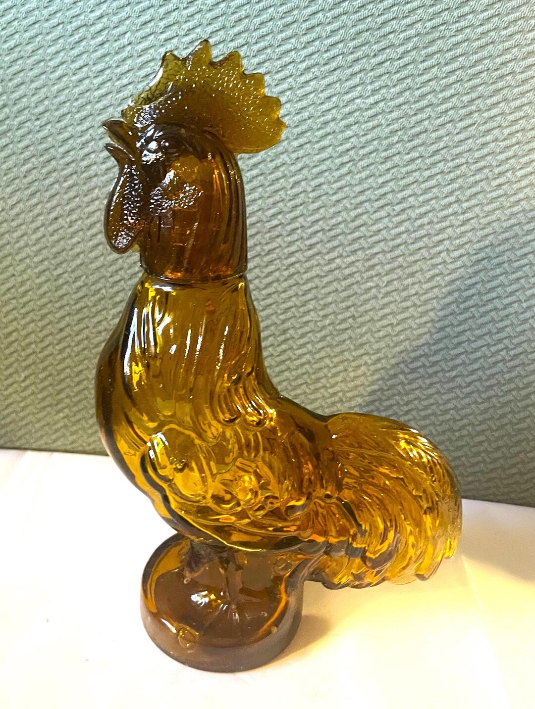 Vintage Amber Glass Rooster Decanter - Etsy