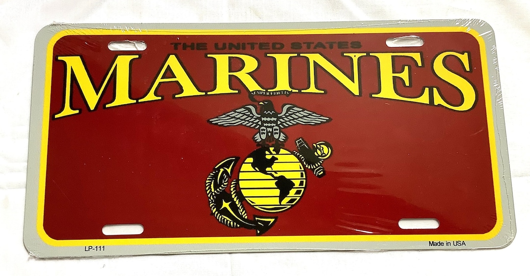 United States Marines Metal Auto Tag License Plate, Logo Design - Etsy