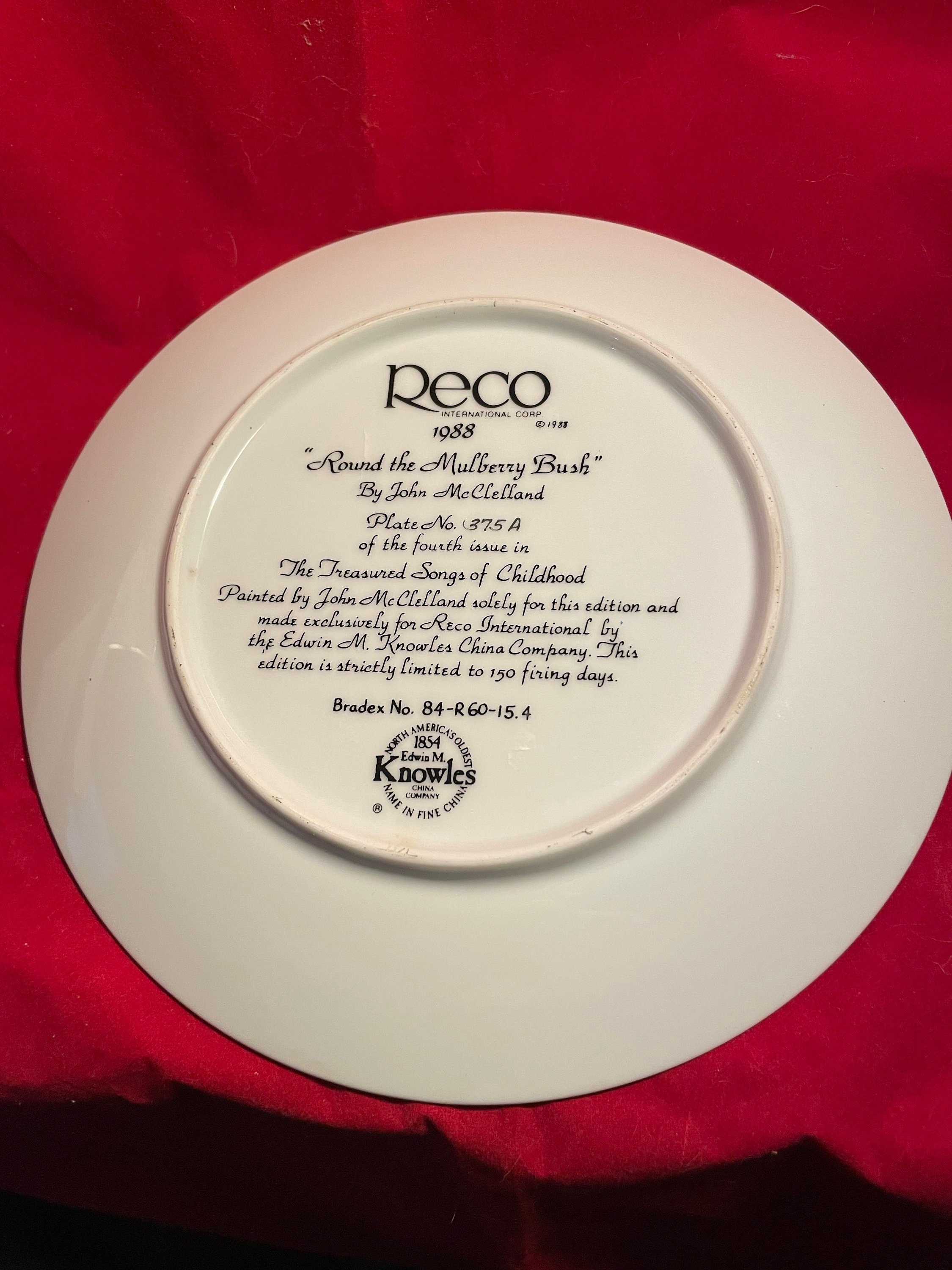 Reco 1988 Collector Plate “round the Mulberry Bush” John Mcclelland - Etsy