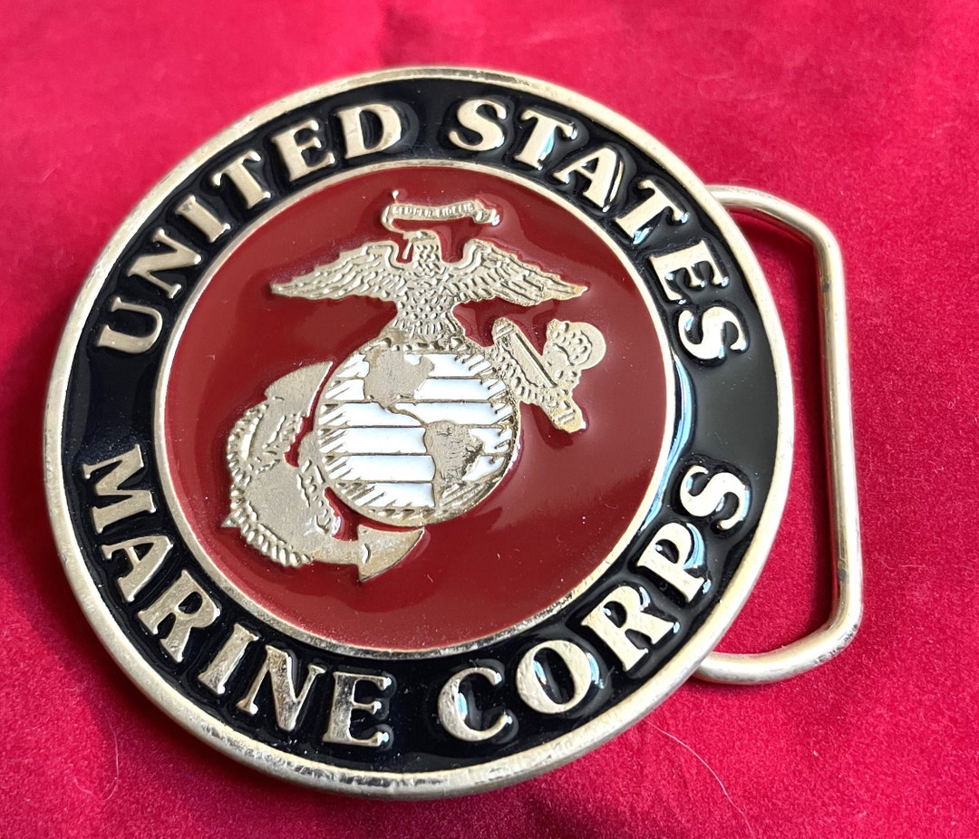 Vintage 1980s united States Marine Corps Gold Eagle Red Black Enamel ...