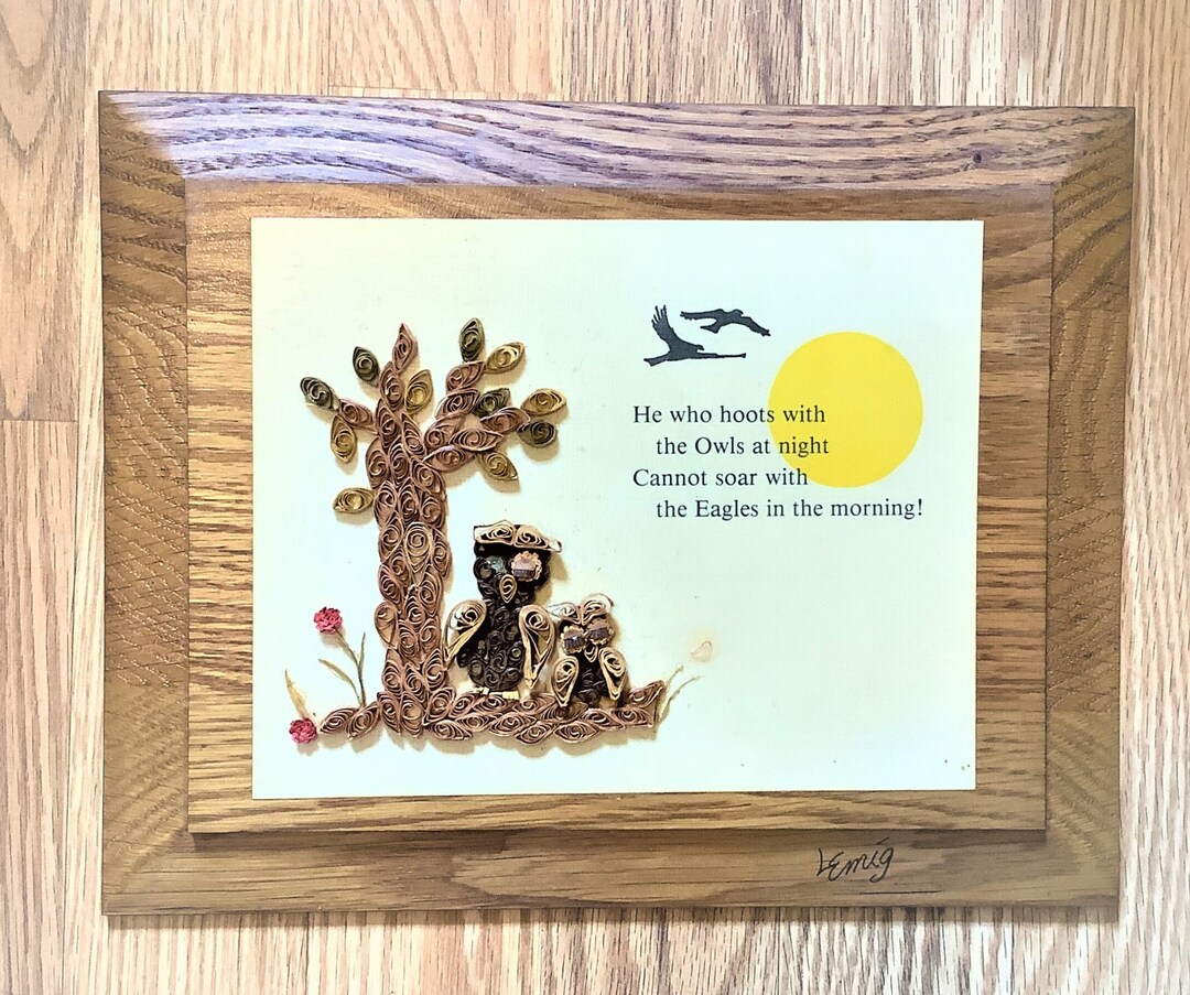 Vintage Handmade Paper Quilling Wall Art Decor Unique Plaque Signed ...