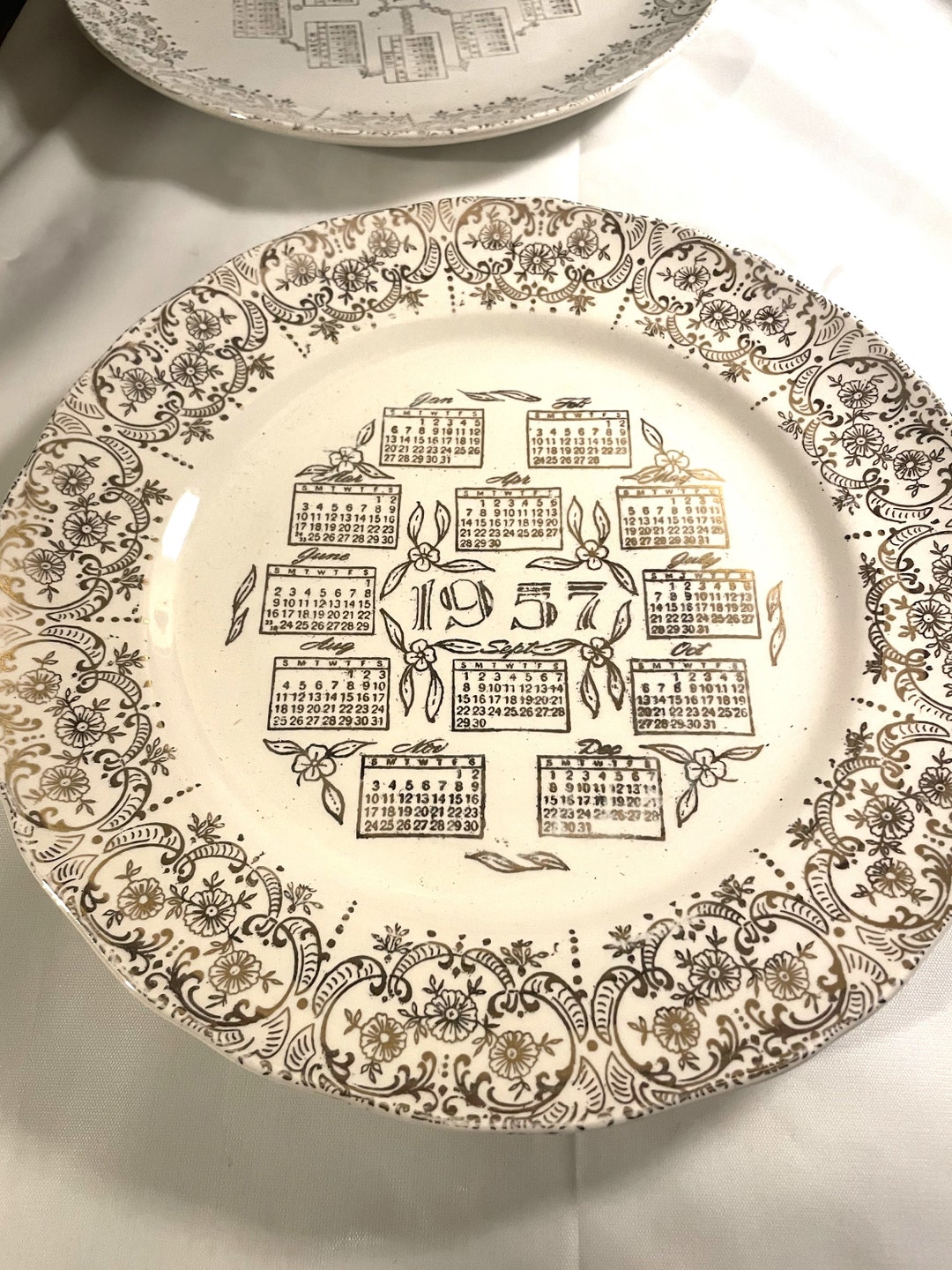 Vintage 1957 Calendar Plate, Home Decor, Wall Hanging, Home and Living ...