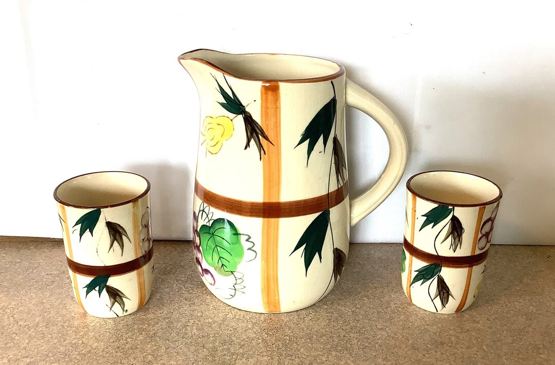 Vintage Nasco Pitcher Set - 1950's NASCO Pottery Pitcher Set - Juice ...
