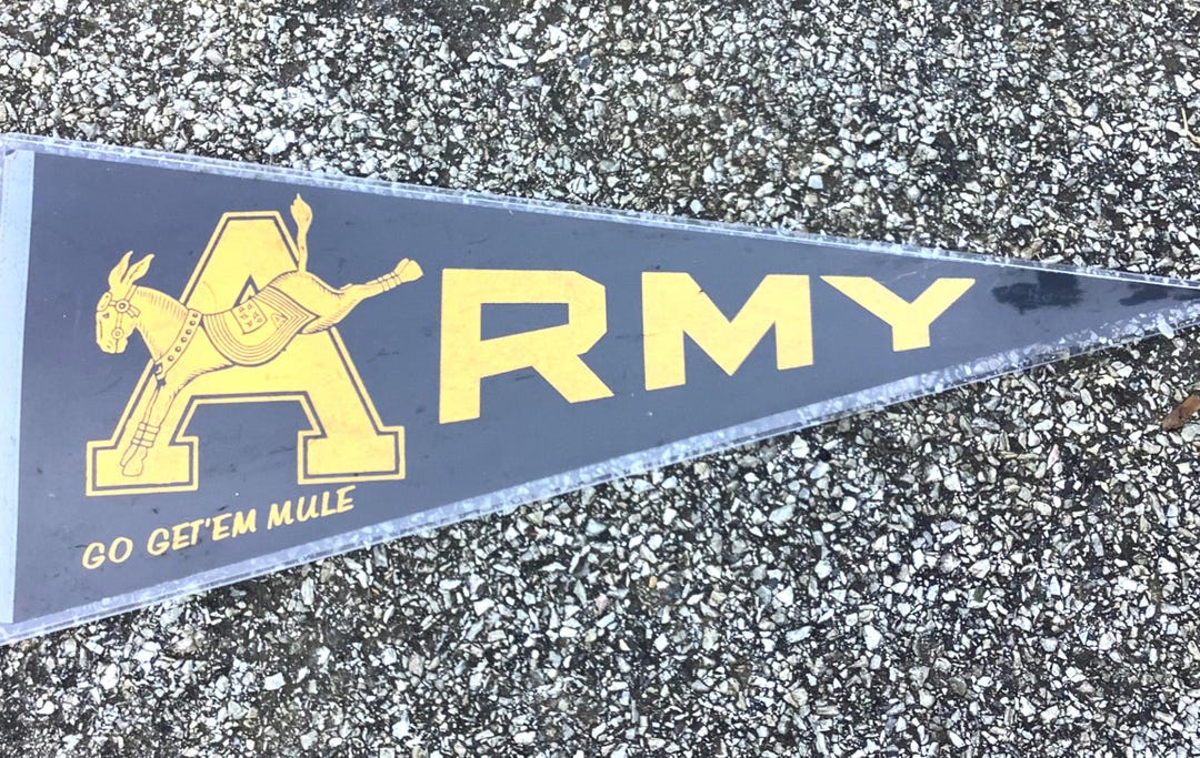 Vintage 1950s West Point Army Mule Mascot Black Felt Sports Pennant "go ...