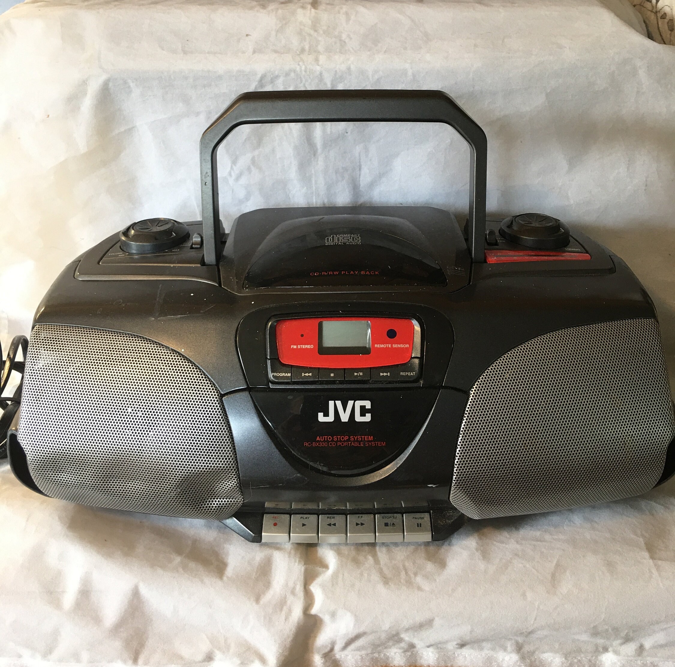 JVC Portable AM/FM Stereo CD/ Cassette Player model RC-BX330BK-Tested ...