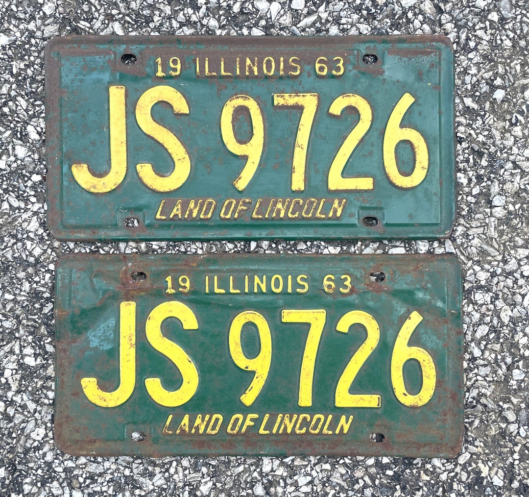 Vintage 1963 Illinois 1963 License Plate Matched Pair - Etsy