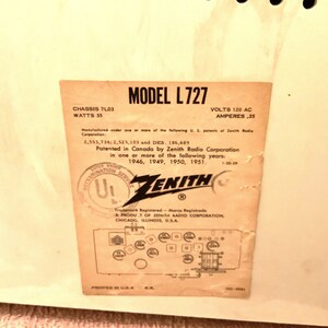 Vintage 1950'S ZENITH Model L727 Vacumm Tube Am/fm Radio - Etsy