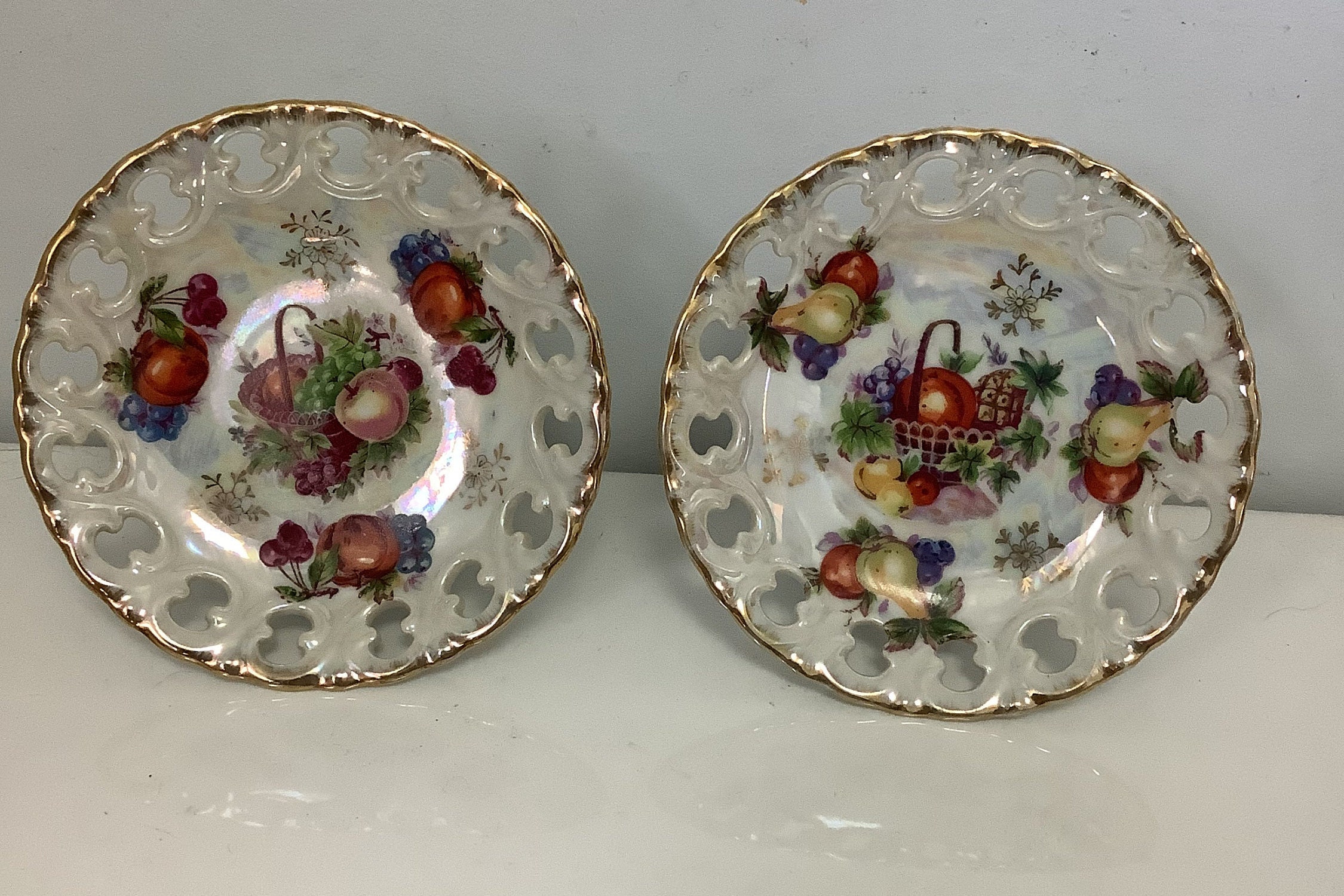 Vintage Pair of Articulated White Candy Dish's With Fruit | Etsy