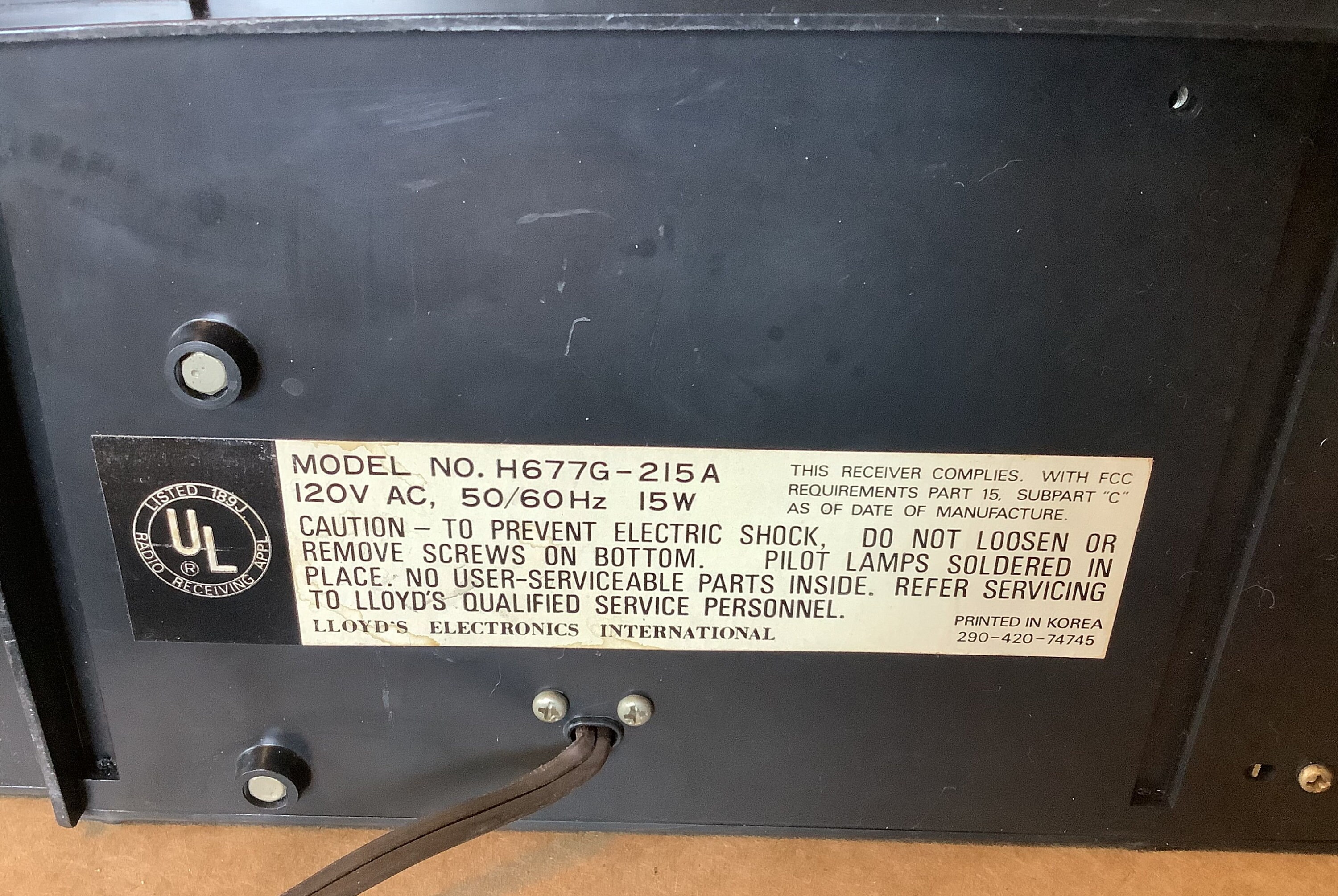 Vintage Lloyd’s AM/FM Stereo Multiplex Receiver Model H677G-215A ...