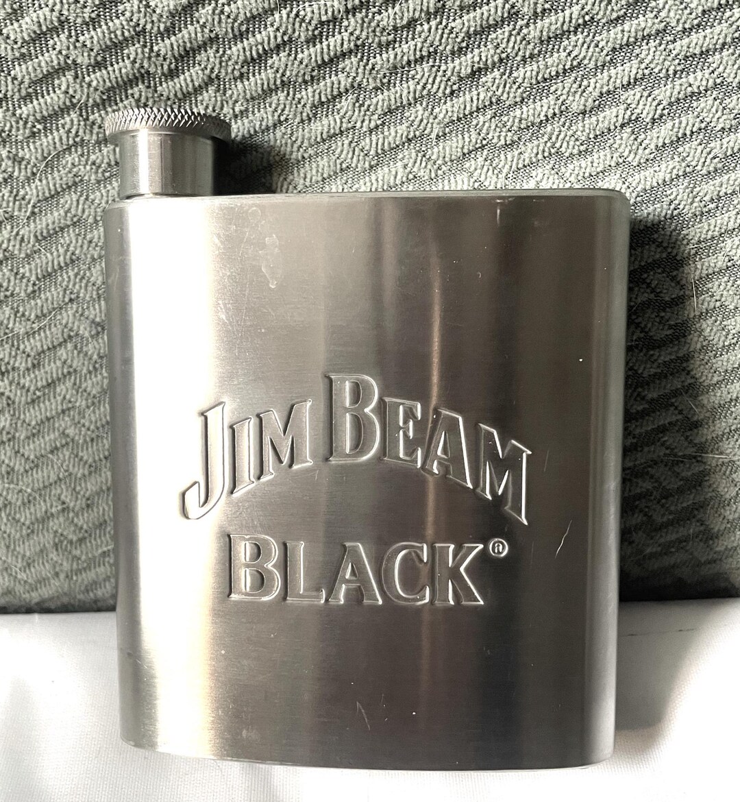 Jim Beam Black Brushed Stainless Steel Flask, 6oz, Embossed - Etsy