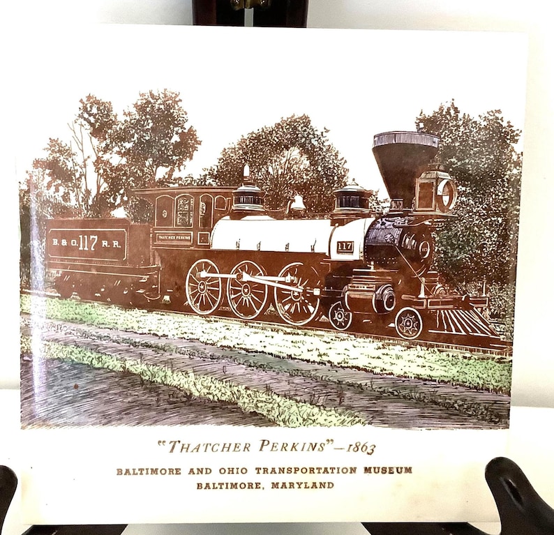 Vintage Thatcher Perkins Locomotive Tile Trivet - B&O Transportation ...