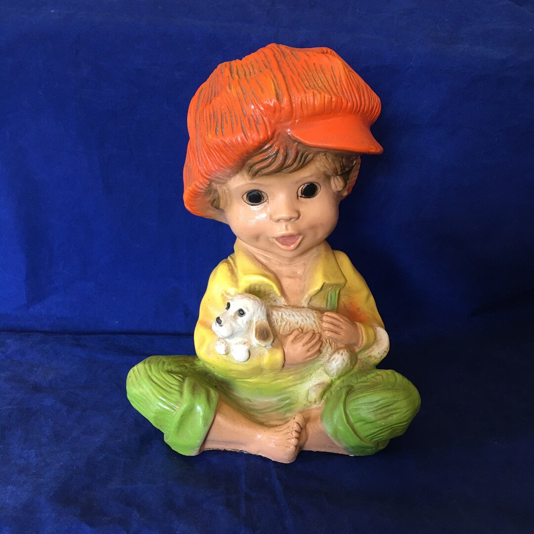 Vintage 1974 Universal Statuary Young Boy W/ Puppy Dog Statue #293 ...