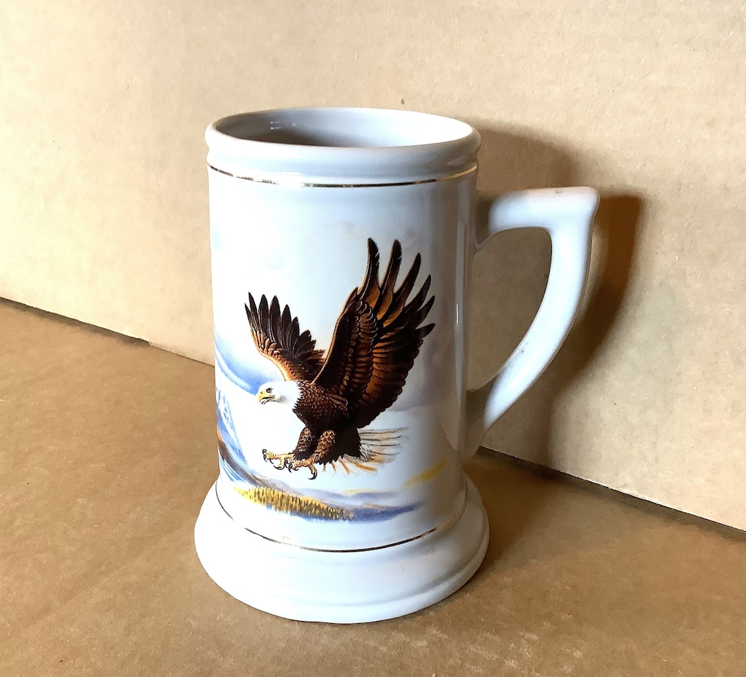 Vintage American Eagle Stein 6 1/2 Inch Tall Gold Trimmed Teleflora ...