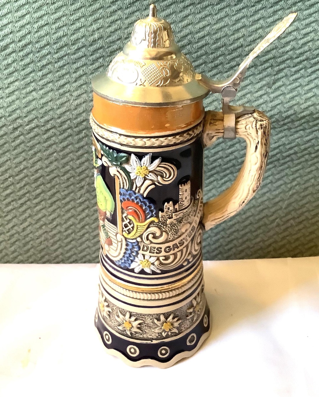 Vintage 9 Inch German Stein Music Box Hofbrauhaus Swiss Movement Mapsa ...