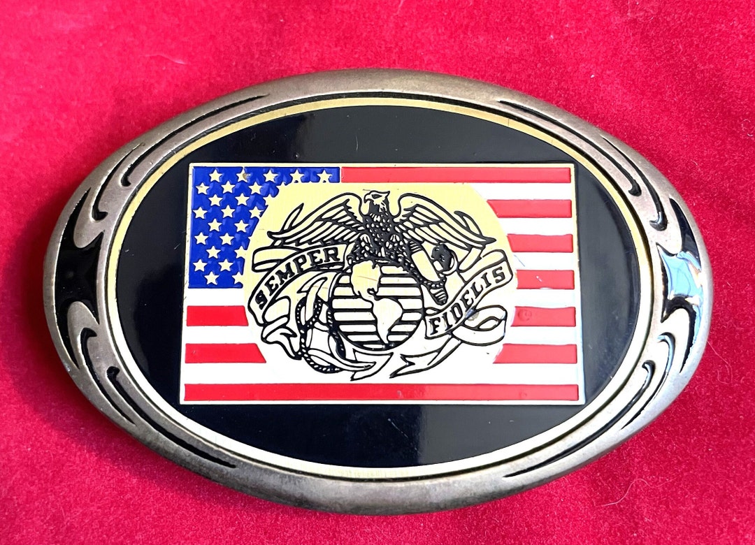 Vintage 1986 Marine USMC NAP Solid Brass Oval Belt Buckle - Etsy