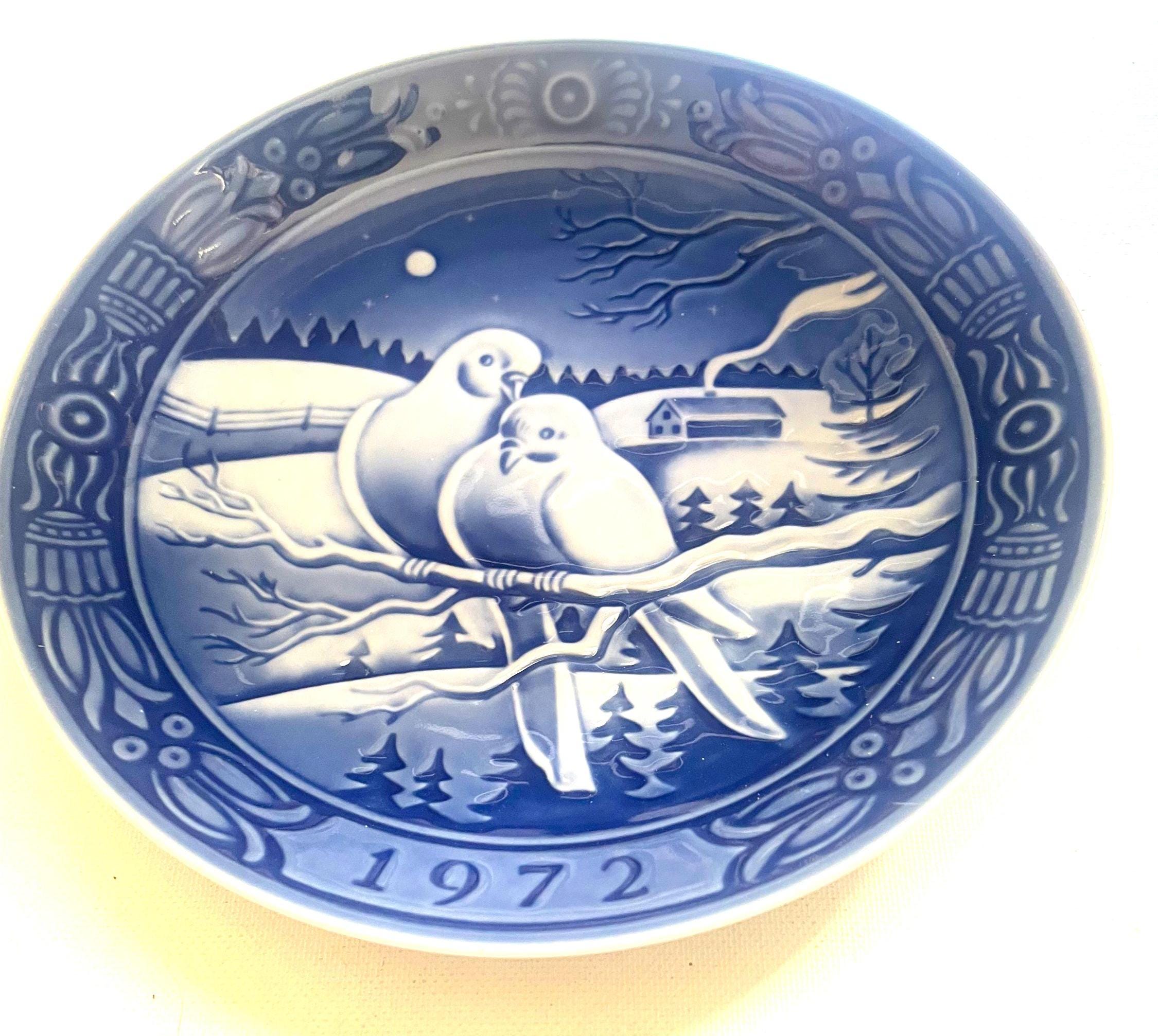 Georg Jensen Christmas Plate 1972: First Issue Doves Winter Scene - Etsy