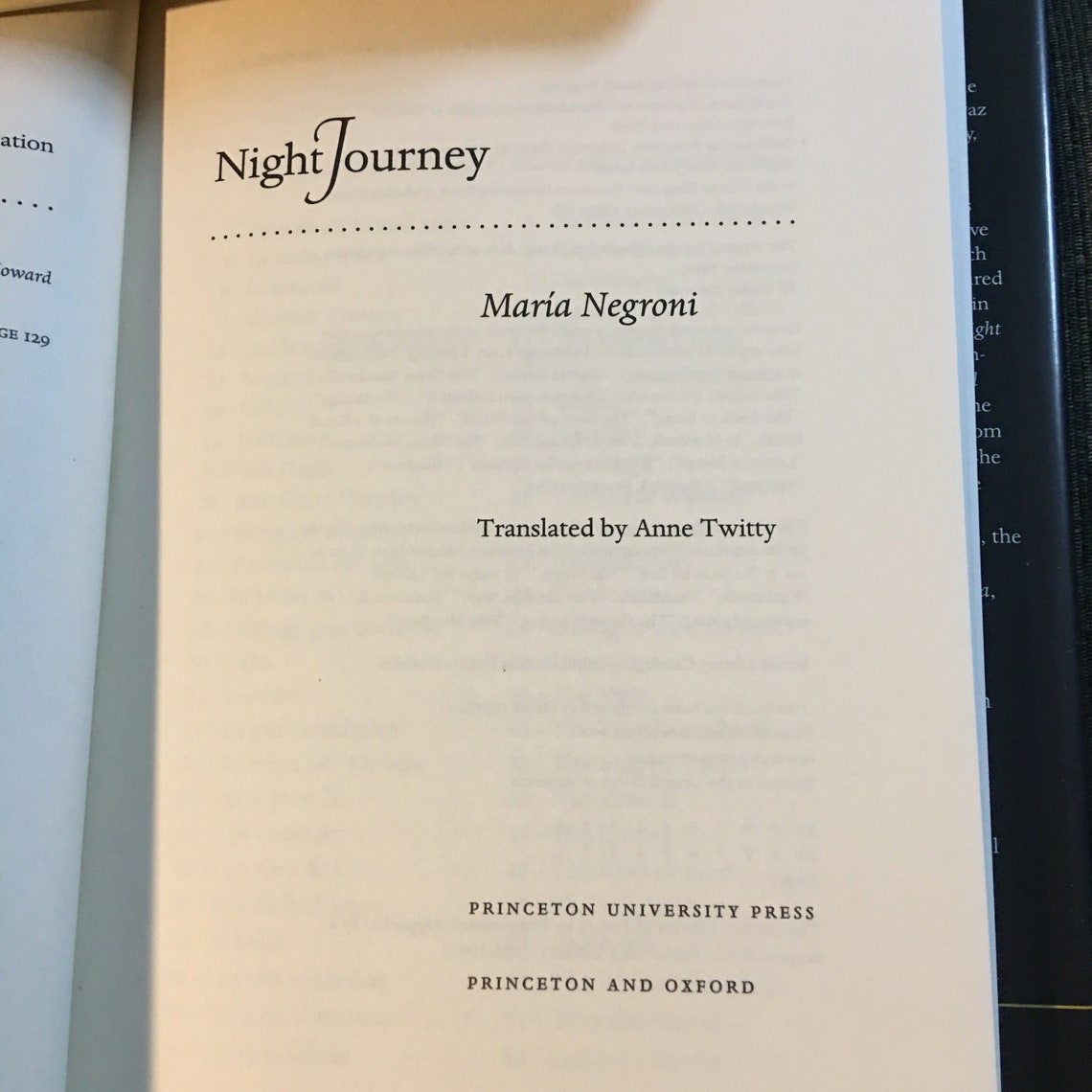 Night Journey by Maria Negroni Translated by Anne Twitty Hard - Etsy