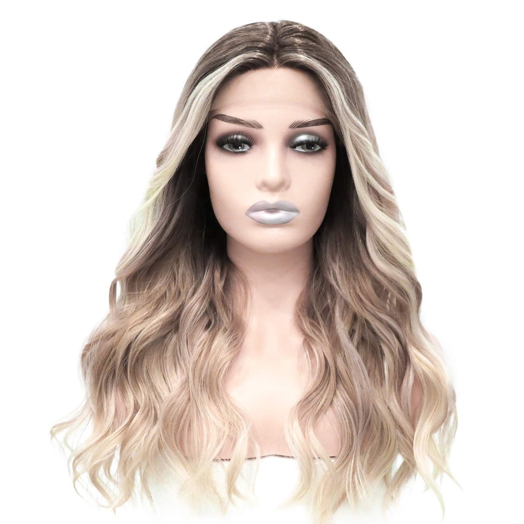 Blonde Ombre Fade Wavy Middle Part Lace Front Wig. Anna - Etsy