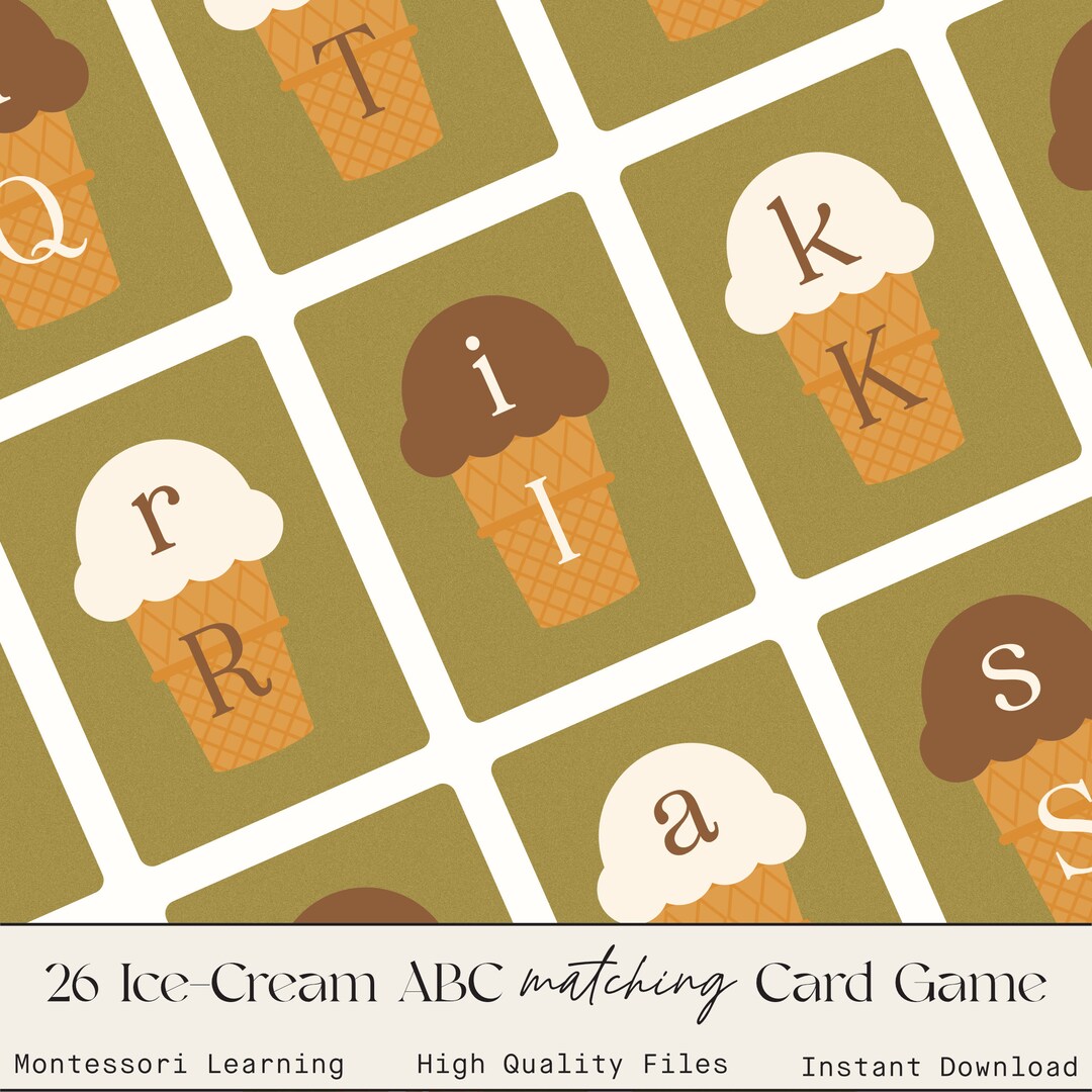 Montessori ABC Matching Game | Ice Cream Cone Alphabet Flashcards ...