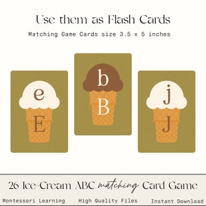 Montessori ABC Matching Game | Ice Cream Cone Alphabet Flashcards ...