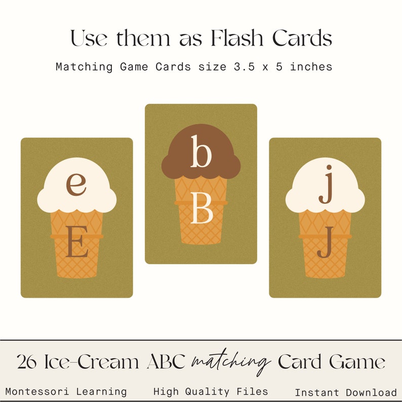 Montessori ABC Matching Game | Ice Cream Cone Alphabet Flashcards ...