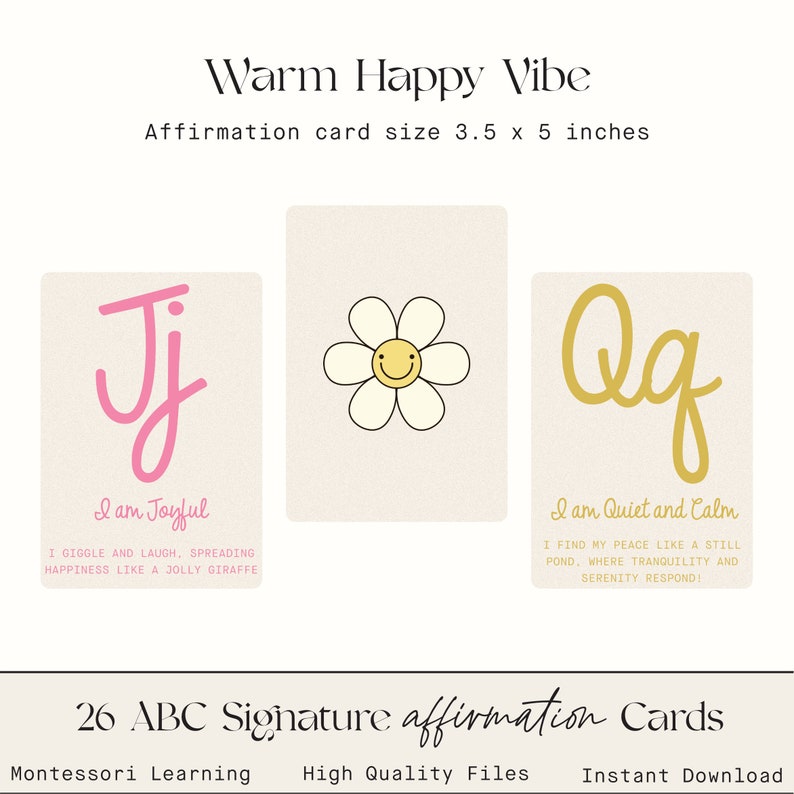 ABC Affirmation Cards for Kids | Happy Positive Self-esteem Boosters ...