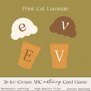 Montessori ABC Matching Game | Ice Cream Cone Alphabet Flashcards ...