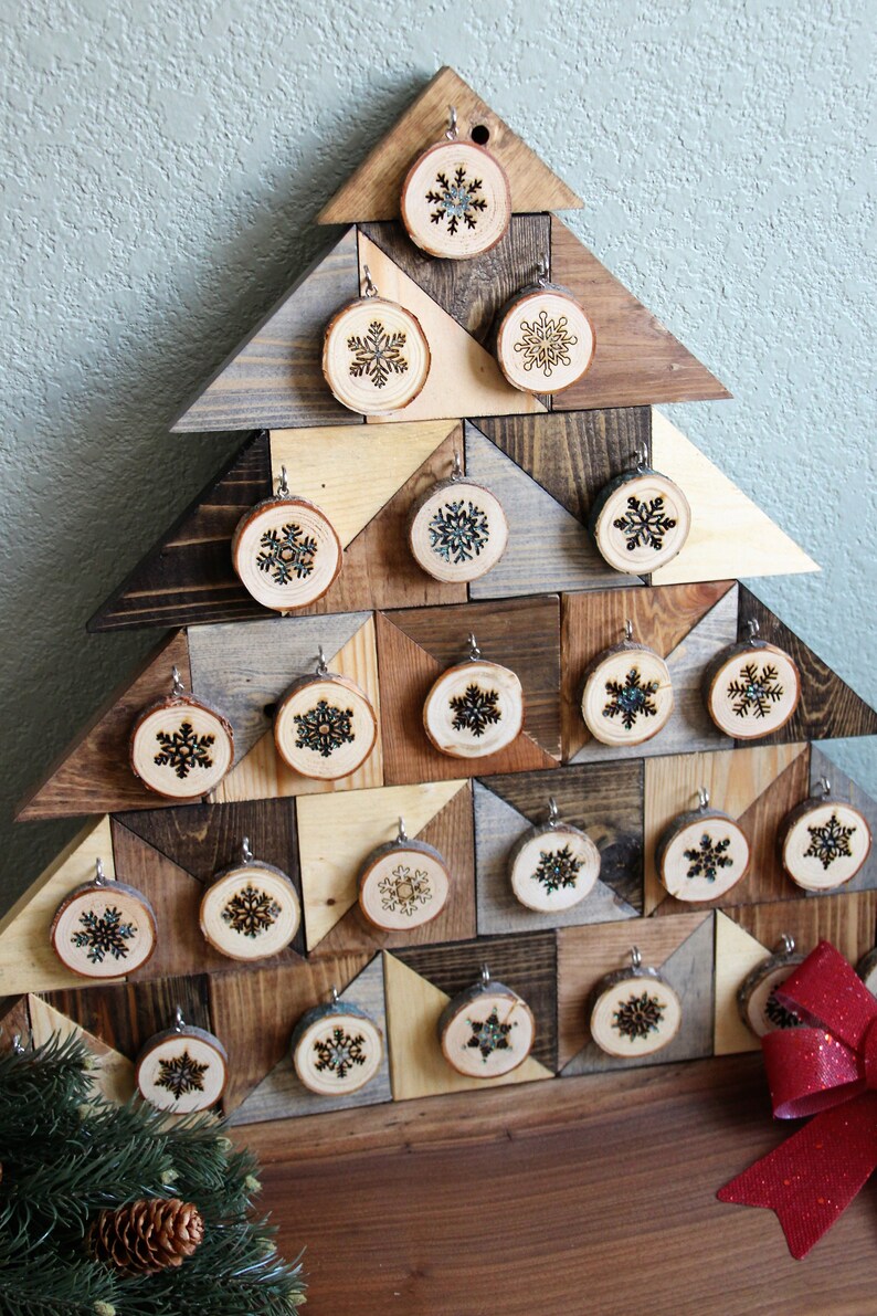 Advent Calendar Reclaimed Wood and Wood Slices Christmas - Etsy