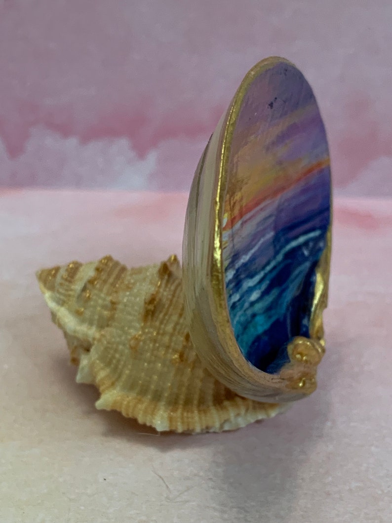 Hand Painted Original Painting of a Colorful Sunset on Shell - Etsy