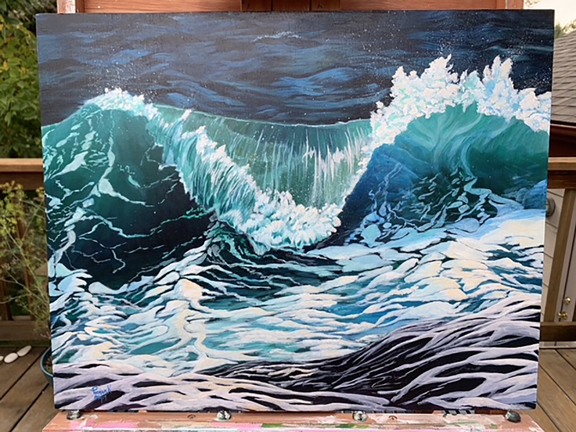 Original Acrylic Seascape Painting of a Breaking Sea Wave on Wood Panel ...