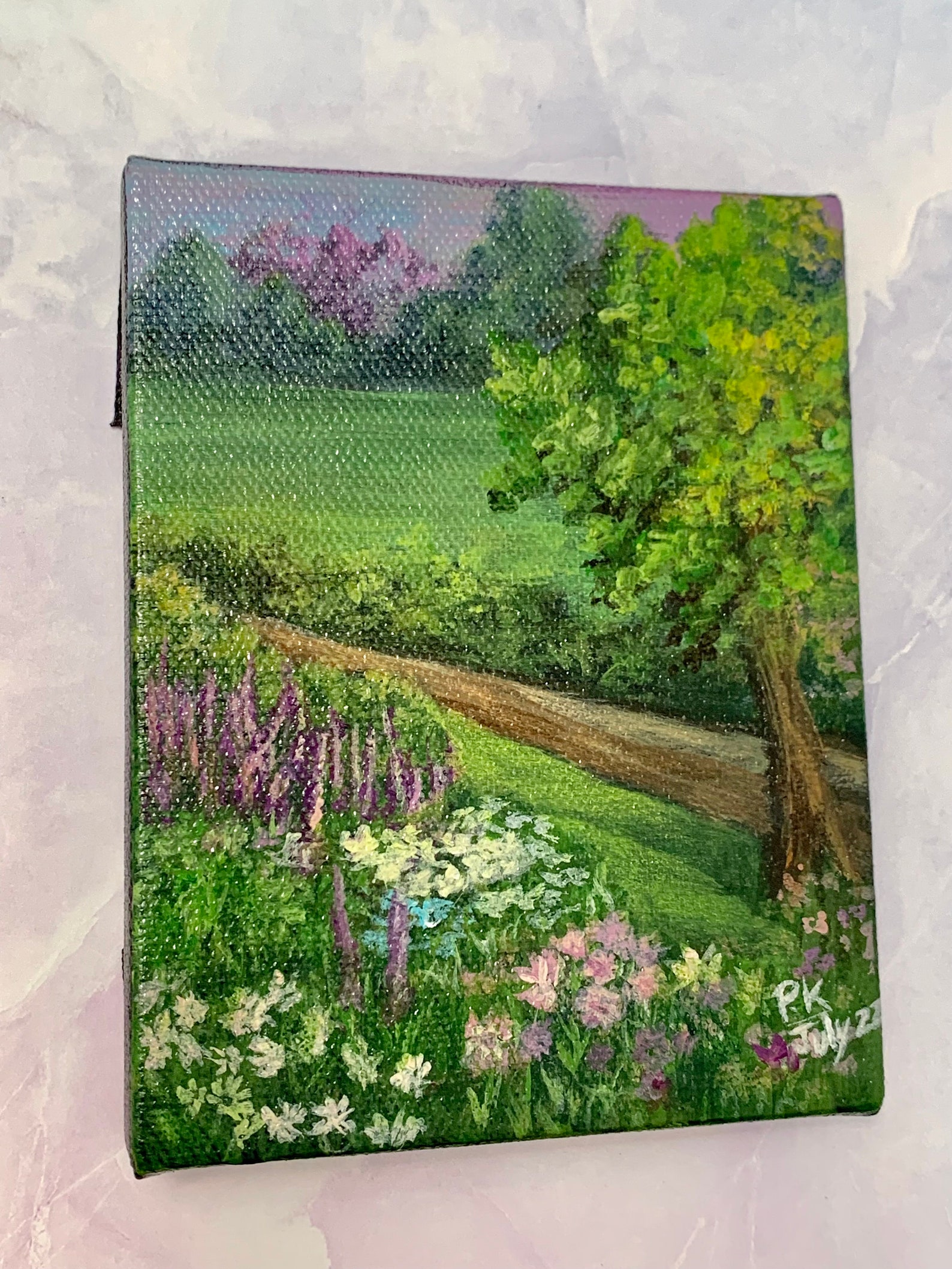 Original Small Acrylic Landscape Painting on Canvas | Path Through a ...