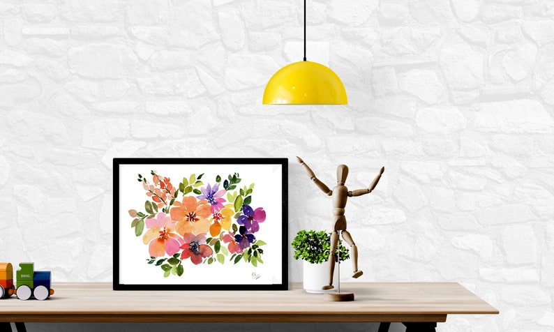 Watercolor Floral Bouquet Wall Art Spring Flower Prints | Etsy