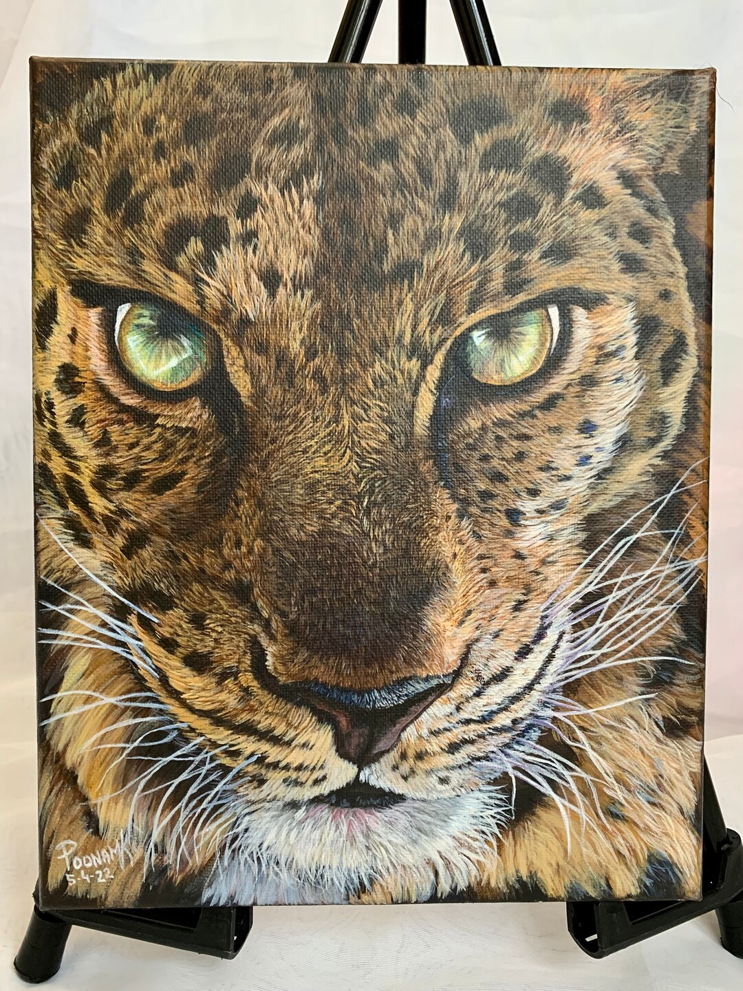 Original Wildlife Portrait Painting on Stretched Canvas | Photo ...