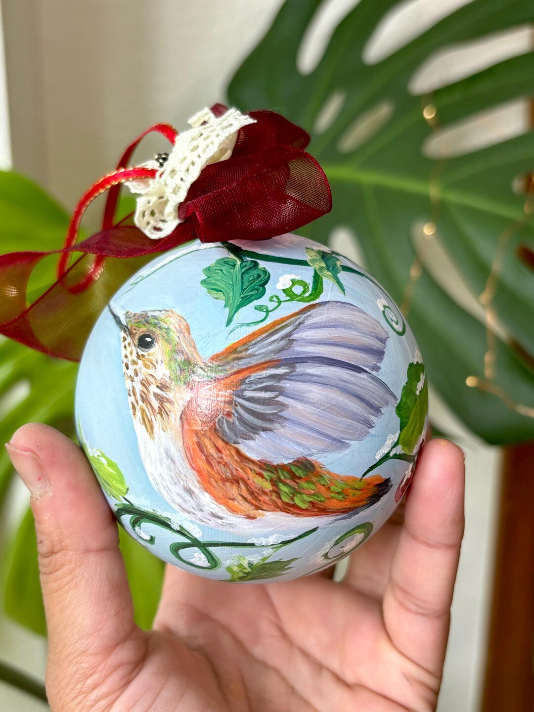 Collectible Hand Painted Hummingbirds in Winter Ornament| Large | Ready ...