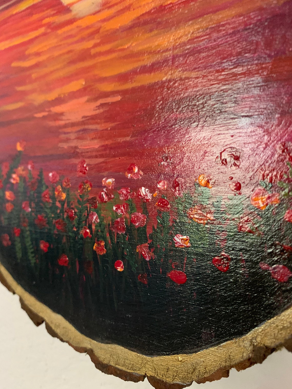 Hand Painted Wood Slice Original painting home decor wall | Etsy